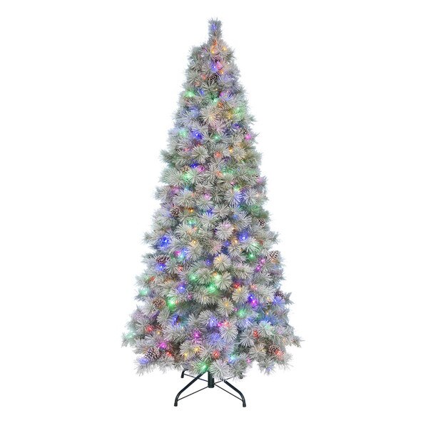 Christmas Tree - 7.5ft Schenectady Fir Flocked Slim Tree | Earl May