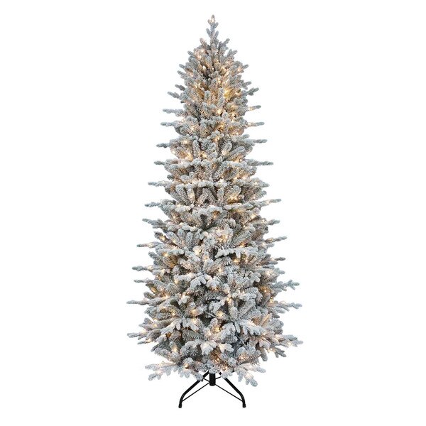 Christmas Tree - 7.5ft Pre-lit Flocked Northern Fir Tree | Earl May